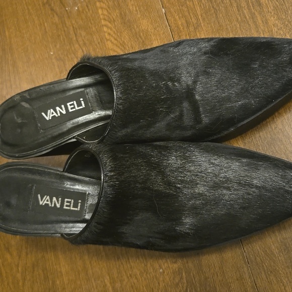 Vaneli | Shoes | Van Eli Dark Black Pony Hair Classic Slipon Design ...